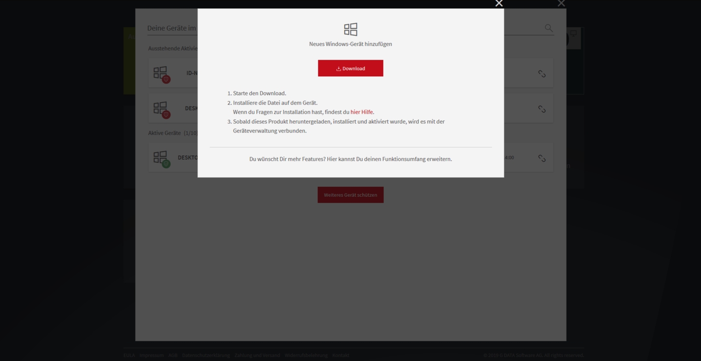 G DATA Device management: Transfer license :: Online Documentation